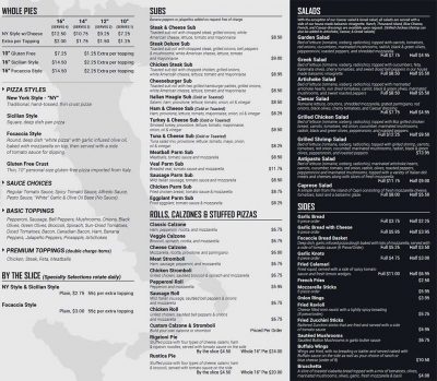 Standard Menu – Tony's New York Pizza